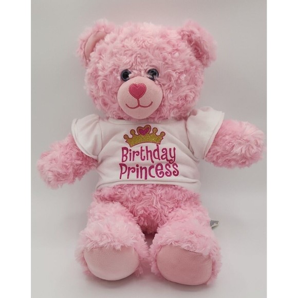 Toys | Build A Bear Bab Pink Teddy Bear Shaggy Fur Heart Nose Plush ...
